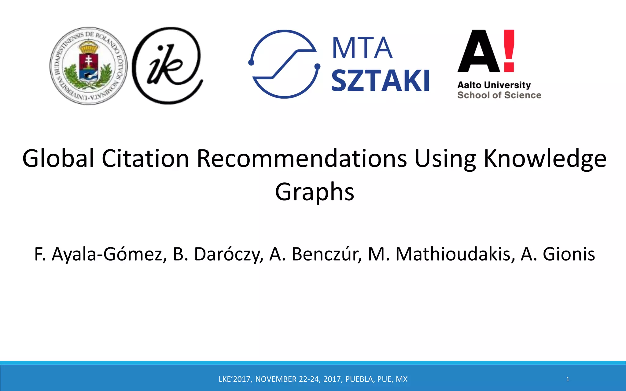 Global Citation Recommendations Using Knowledge Graphs | PPT