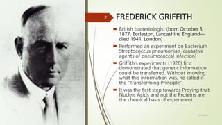 Frederick Griffith's Experiment.ppt GENx | PPTX | Chemistry | Science