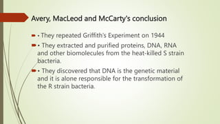 Frederick Griffith's Experiment.ppt GENx | PPTX | Chemistry | Science