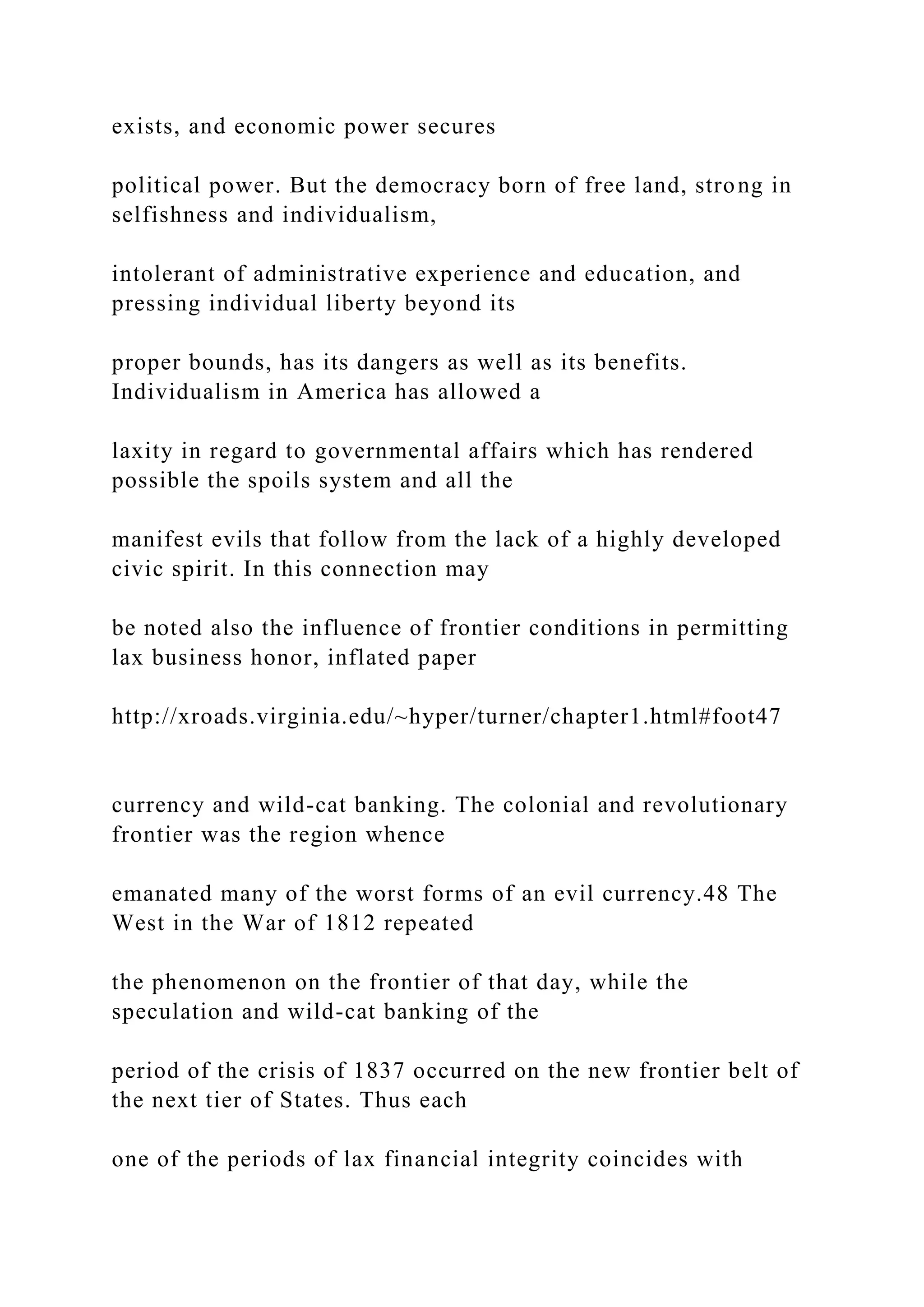 Frederick Jackson Turner, The Significance of the Frontier in .docx