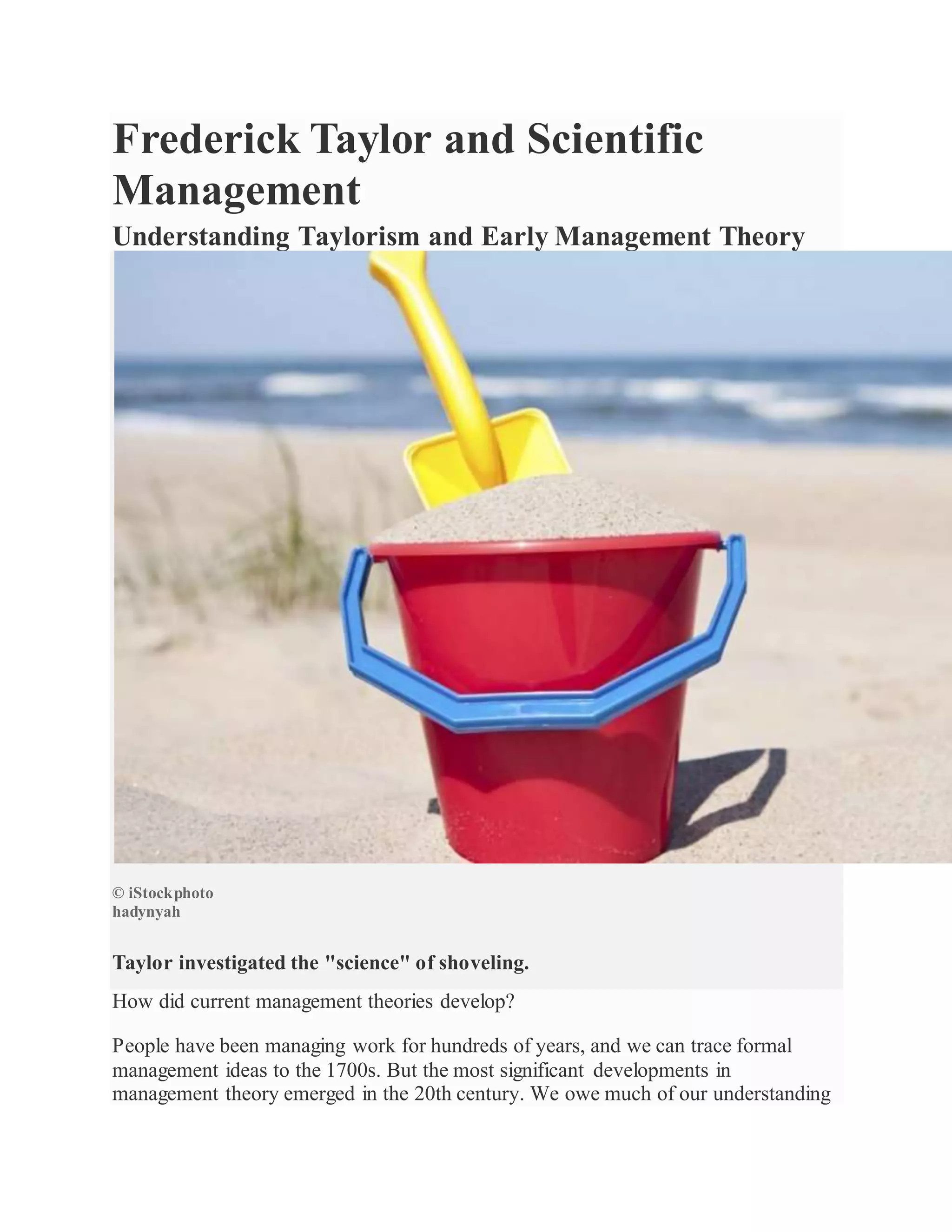 Frederick taylor and scientific management | DOCX