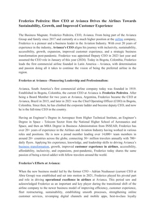 Frederico Pedreira How CEO at Avianca Drives the Airlines Towards ...