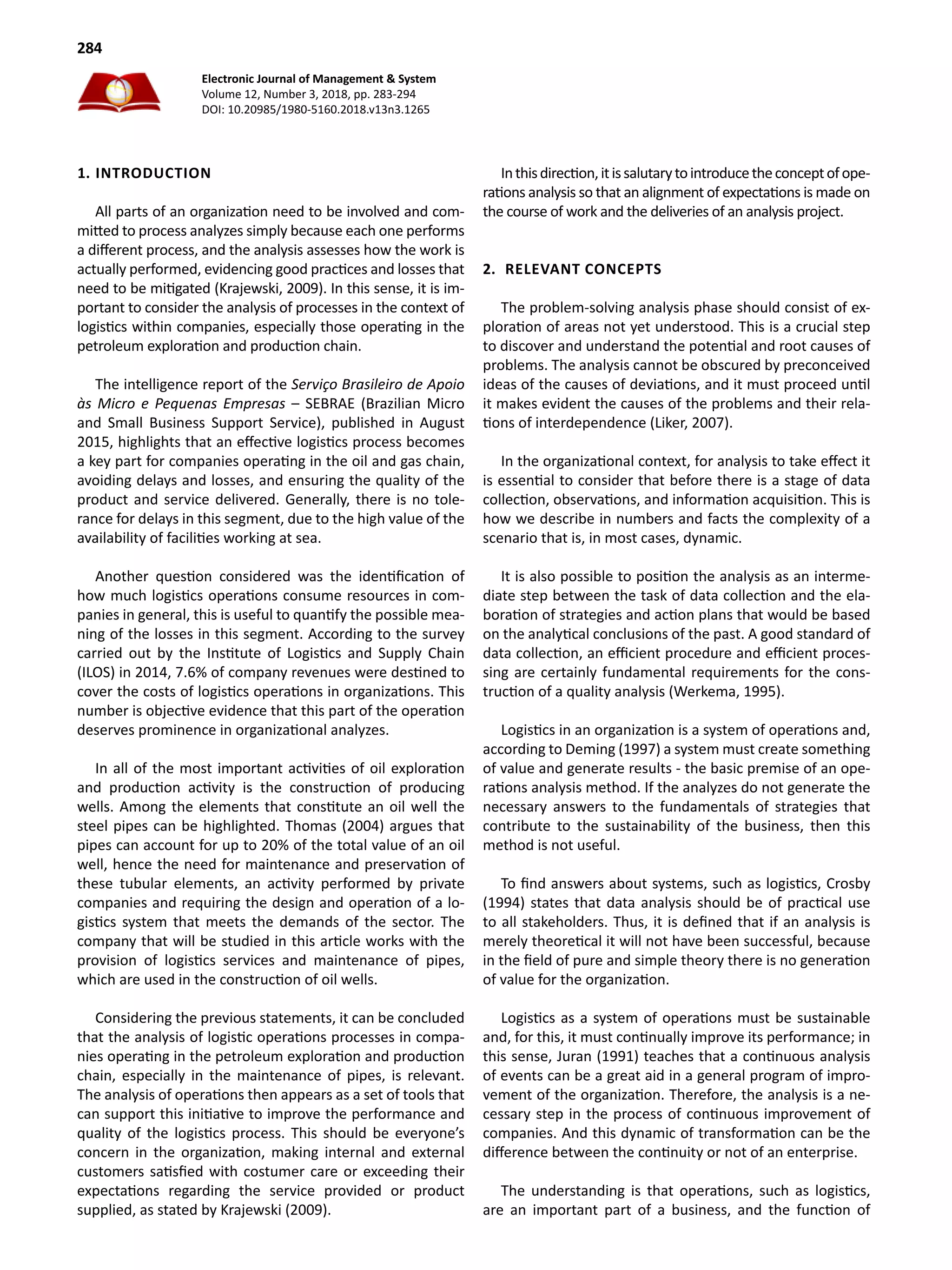 OPERATIONAL ANALYSIS OF A LOGISTIC PROCESS IN THE PETROLEUM EXPLORATION AND PRODUCTION CHAIN ...