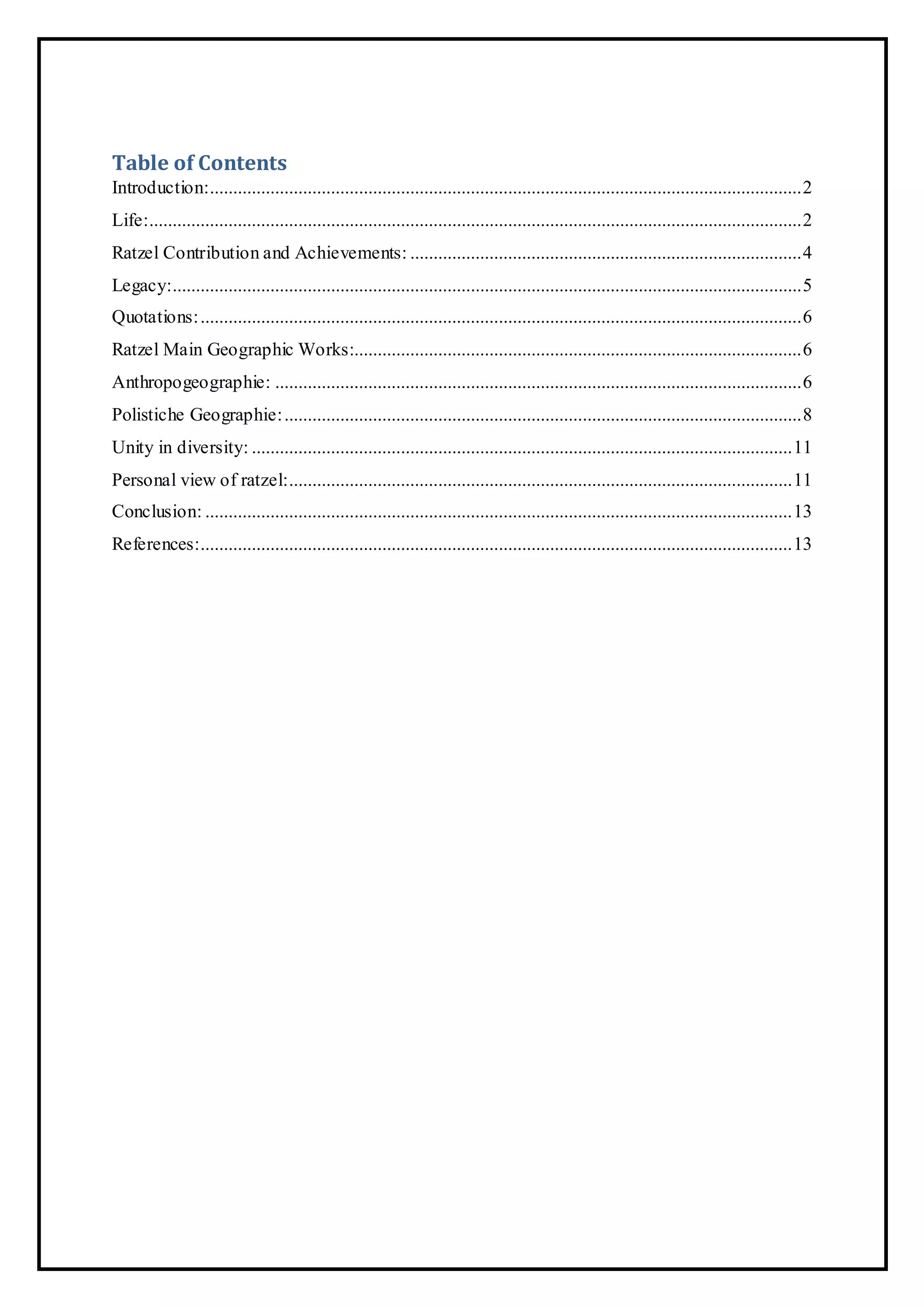 Friedrick Ratzel | Biography | DOCX