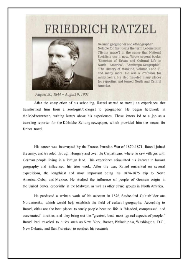 Friedrick Ratzel | Biography | DOCX | Geography | Science