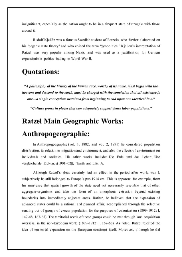 Friedrick Ratzel | Biography | DOCX | Geography | Science