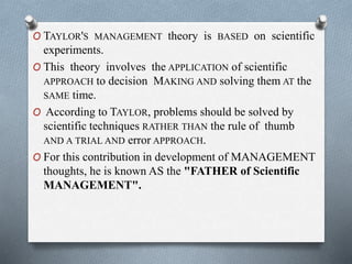 Fredrick winslow taylor's scientific management theory | PPTX