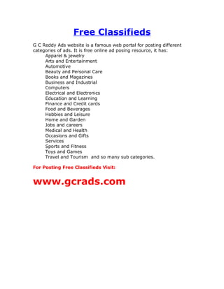 Free Classified Ads | PDF