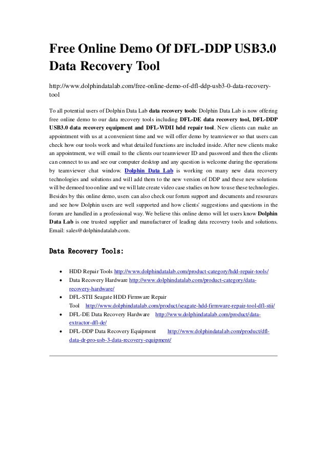Free online demo of dfl ddp usb3.0 data recovery tool