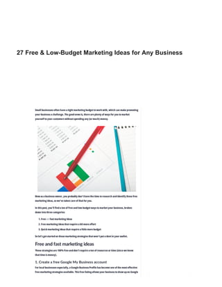 27 Free & Low-Budget Marketing Ideas for Any Business | PDF