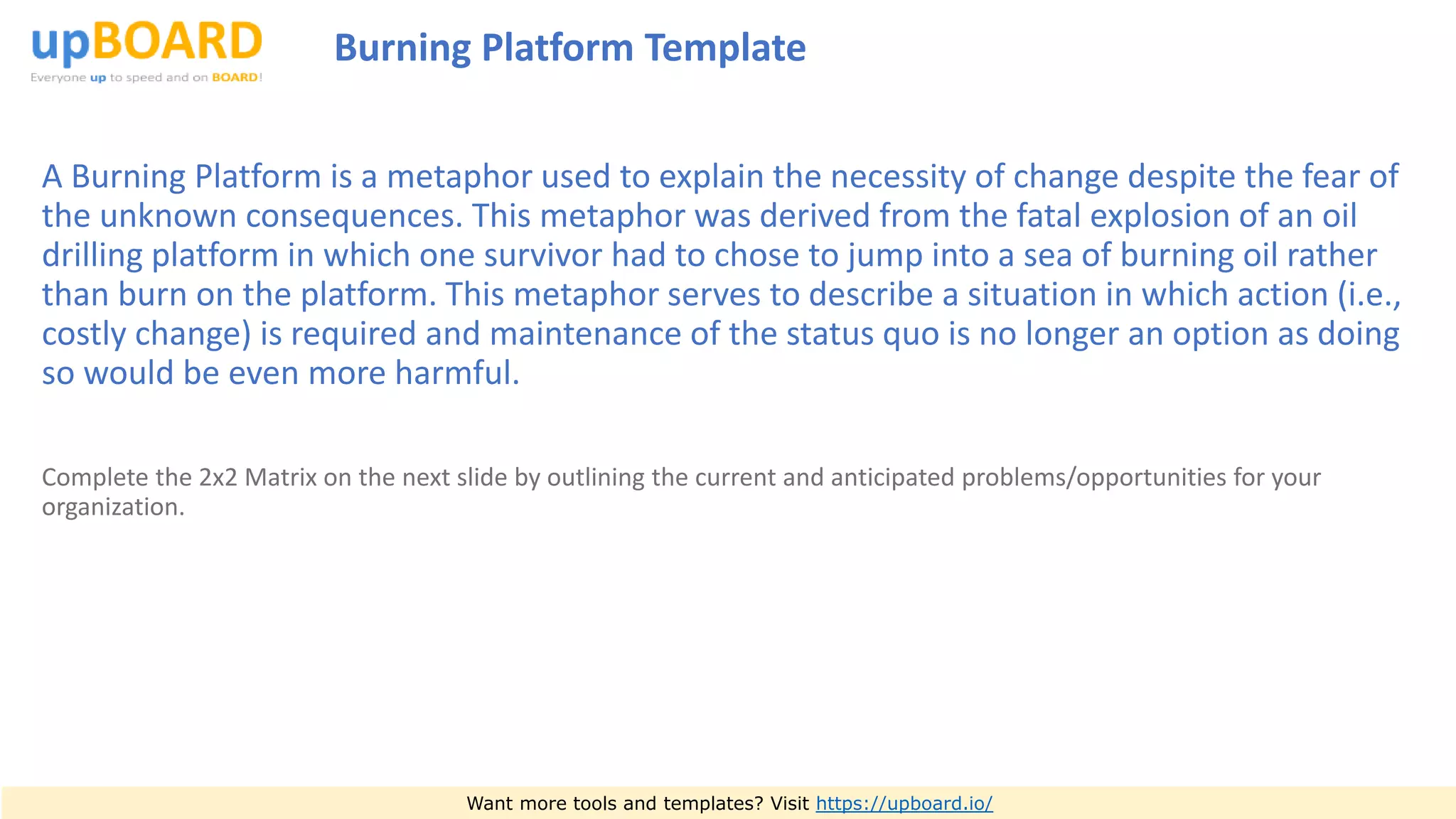 Burning Platform Template for Businesses | PPT