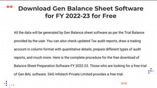 Easily Download Free Trial Version of Gen Balance Sheet Software | PDF
