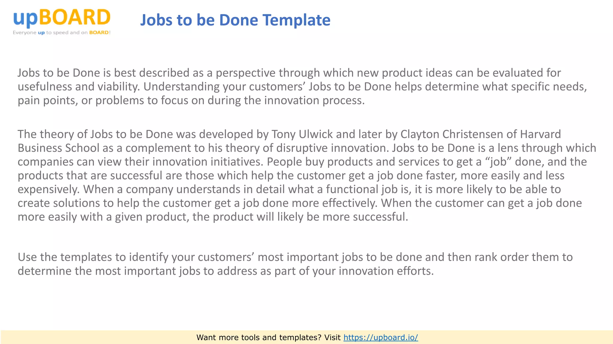 Jobs to Be Done Template | PPTX