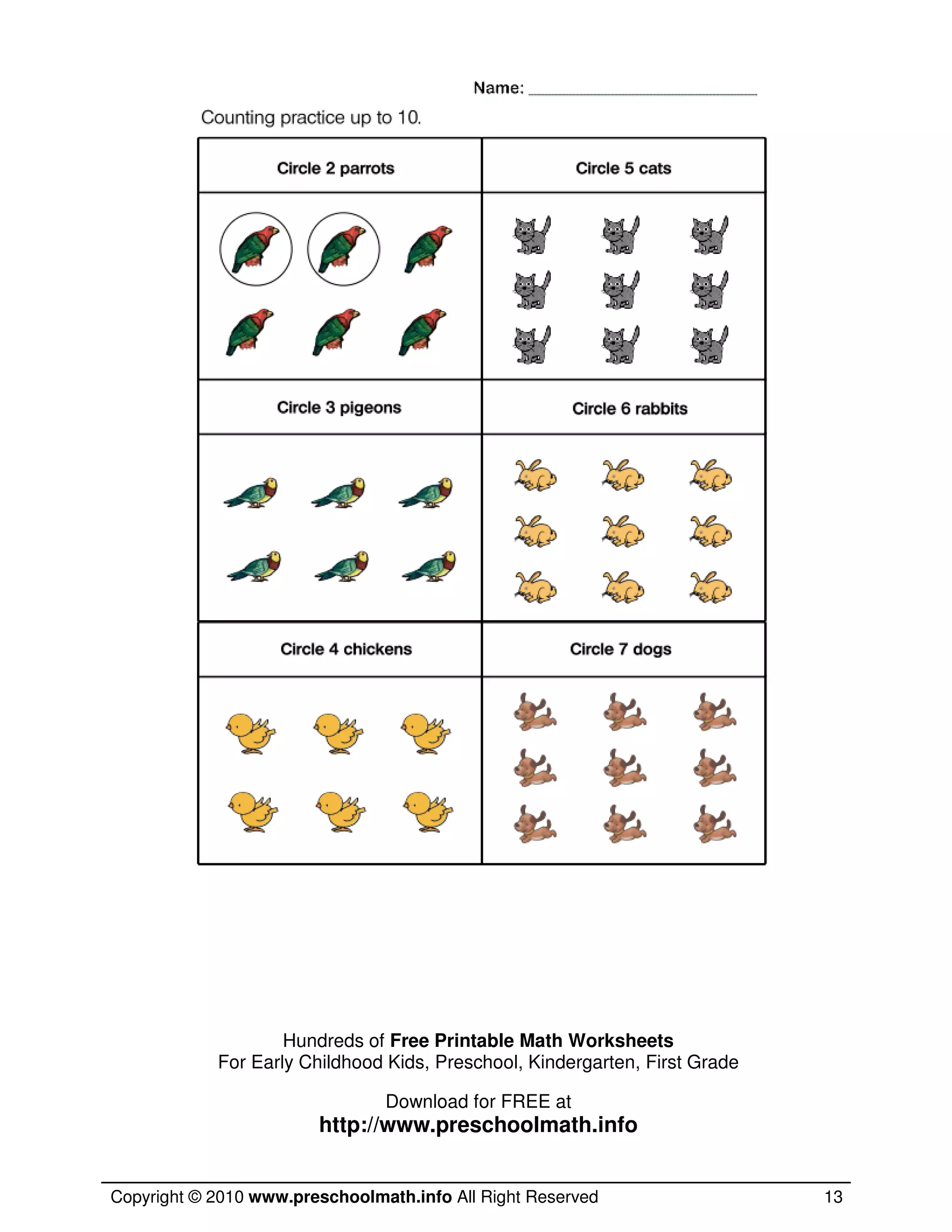 Math Worksheets For Kindergarten and Preschool | PDF