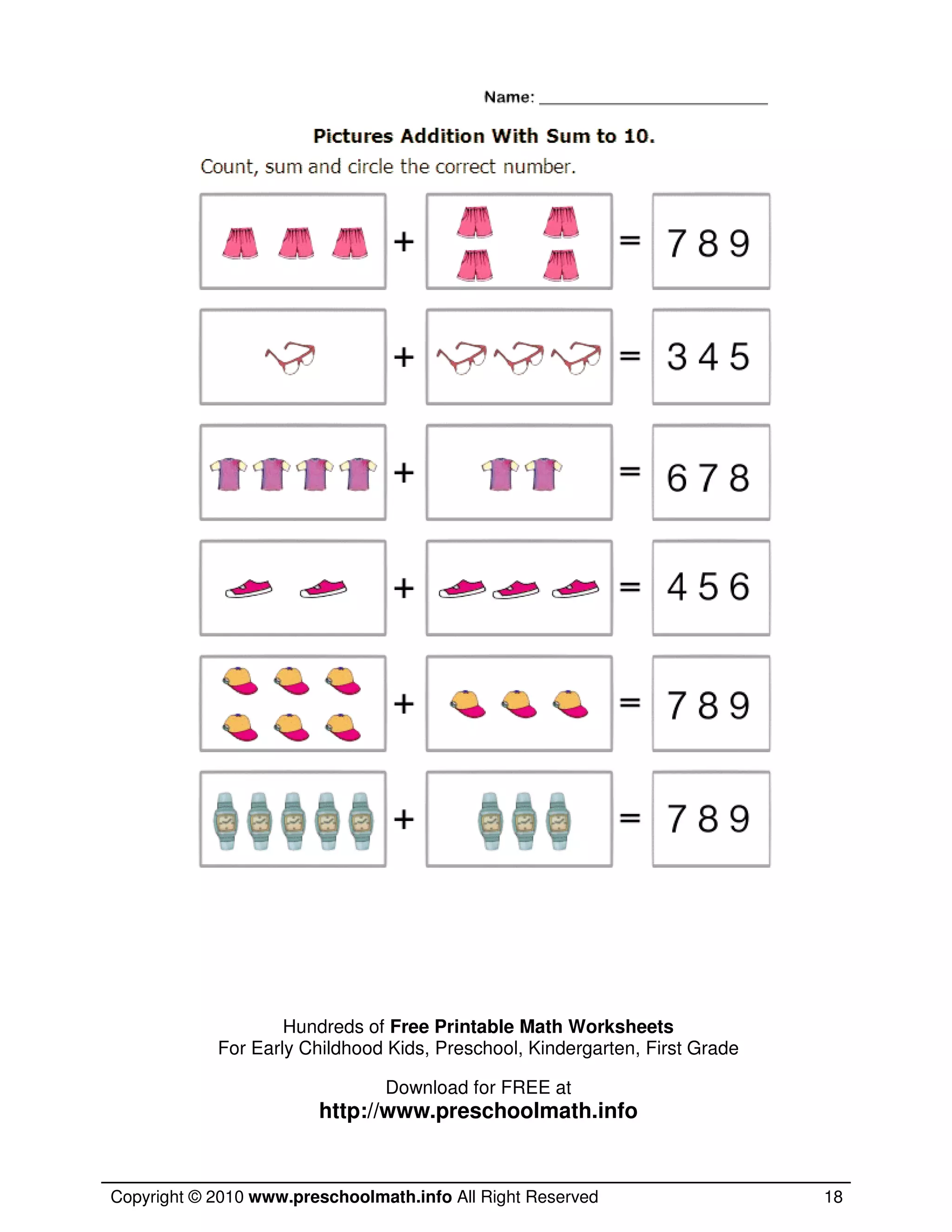 Math Worksheets For Kindergarten and Preschool | PDF