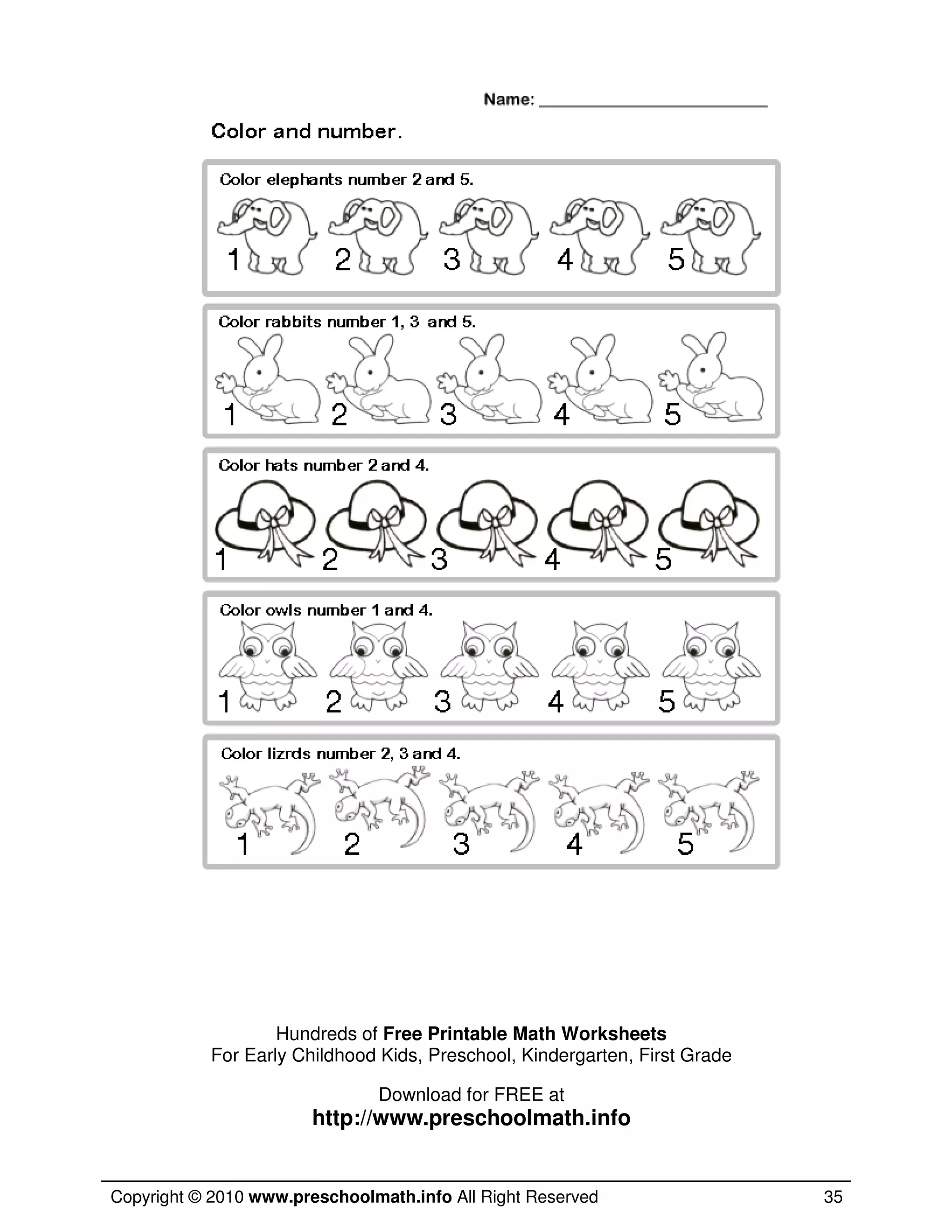 Math Worksheets For Kindergarten and Preschool | PDF