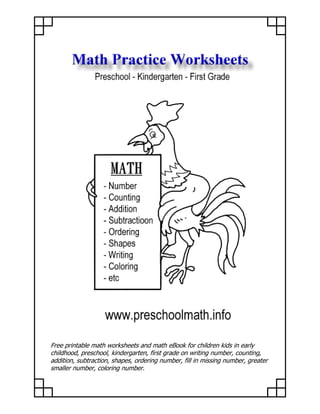 Math Worksheets For Kindergarten and Preschool | PDF