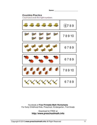 Math Worksheets For Kindergarten and Preschool | PDF
