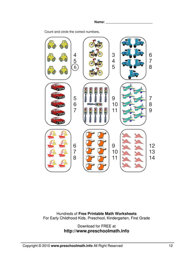 Math Worksheets For Kindergarten and Preschool | PDF