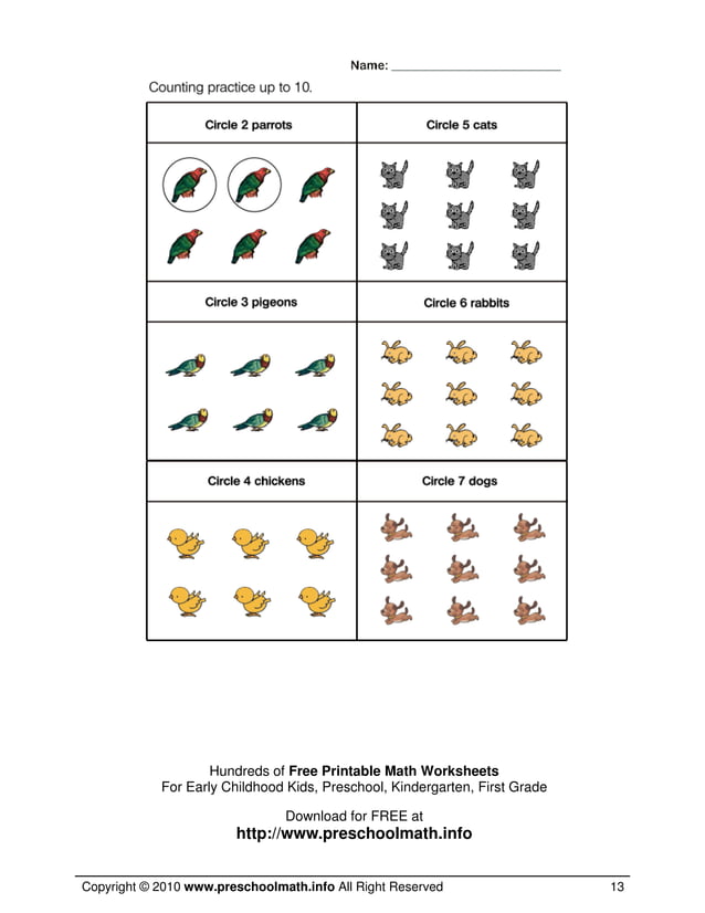 Math Worksheets For Kindergarten and Preschool | PDF