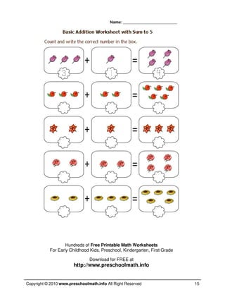 Math Worksheets For Kindergarten and Preschool | PDF