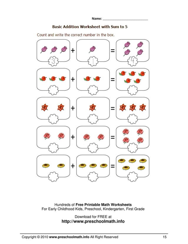 Math Worksheets For Kindergarten and Preschool | PDF