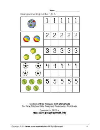 Math Worksheets For Kindergarten and Preschool | PDF