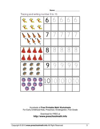 Math Worksheets For Kindergarten and Preschool | PDF