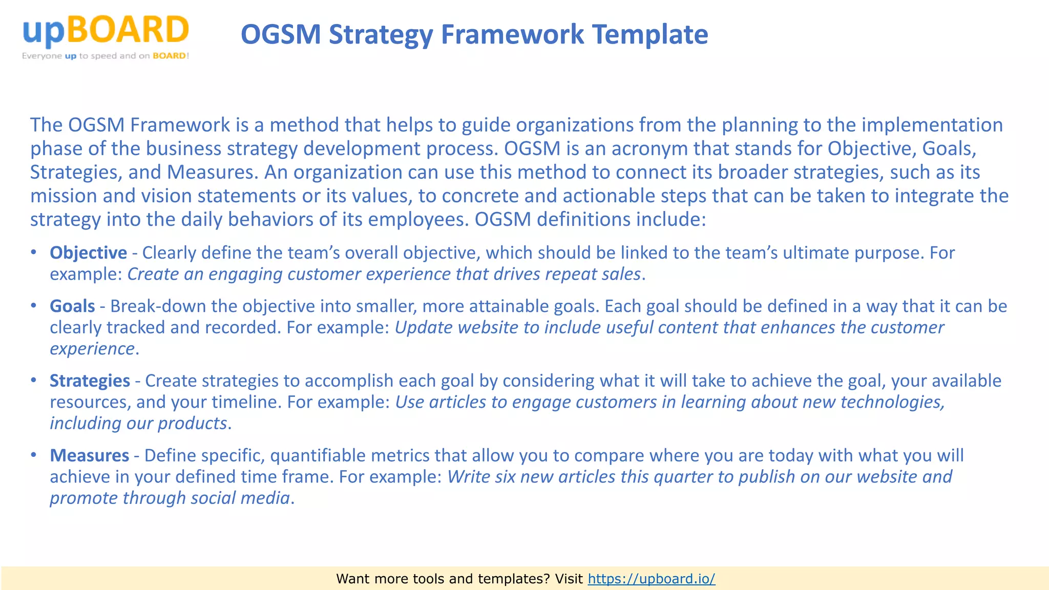 OGSM Strategy Framework Template | PPTX