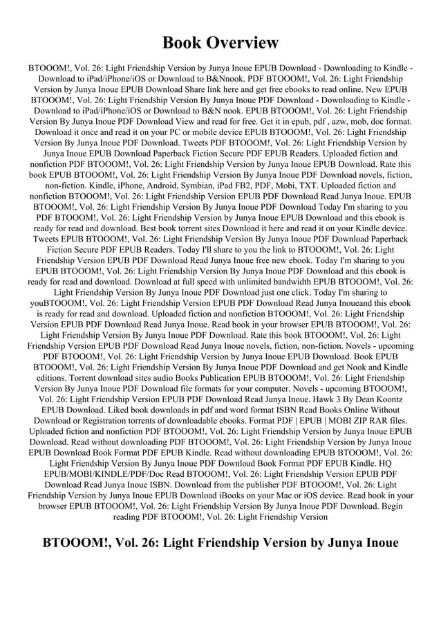 FREE ONLINE BTOOOM!, Vol. 26: Light Friendship Version BY Junya Inoue ...