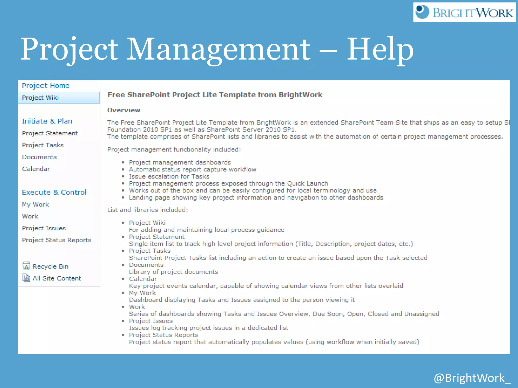 Free SharePoint Project Management Templates from BrightWork and Atidan ...