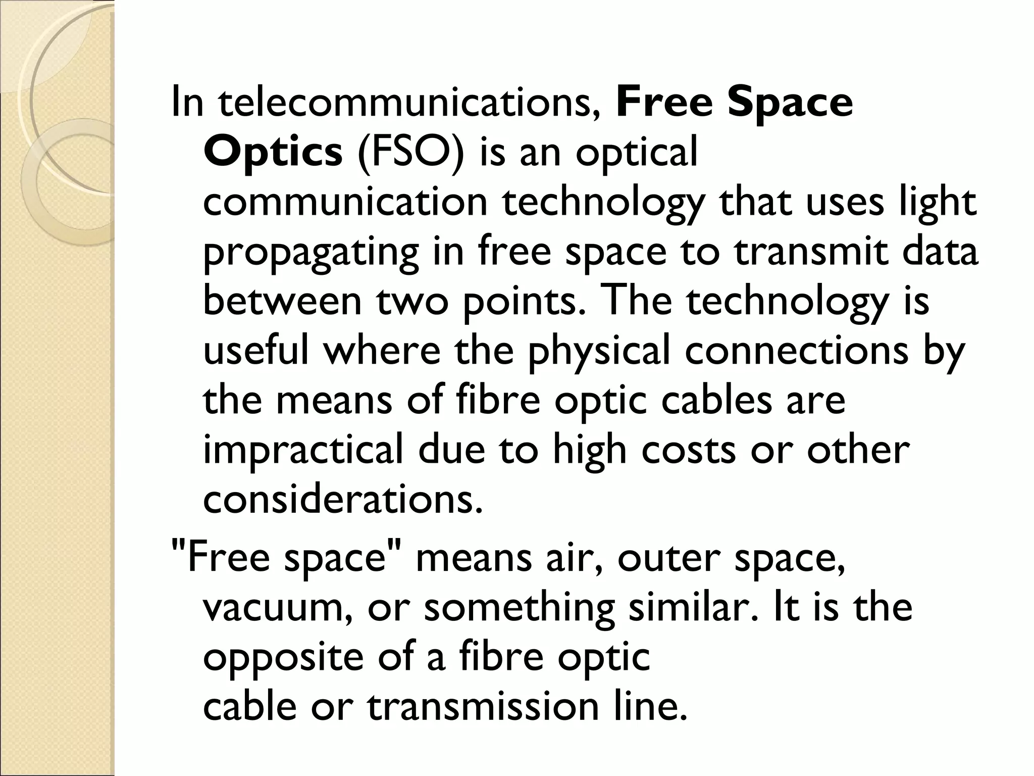 Free space optics by Mayank Awasthi | PPT
