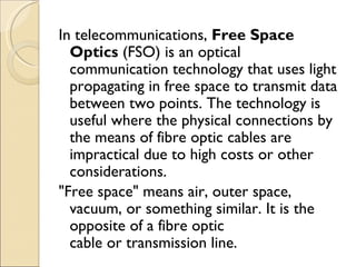 Free space optics by Mayank Awasthi | PPT