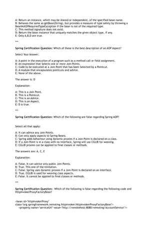 Spring Certification Questions | PDF