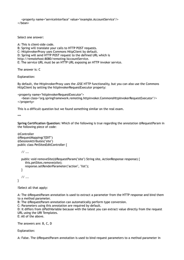 Spring Certification Questions | PDF