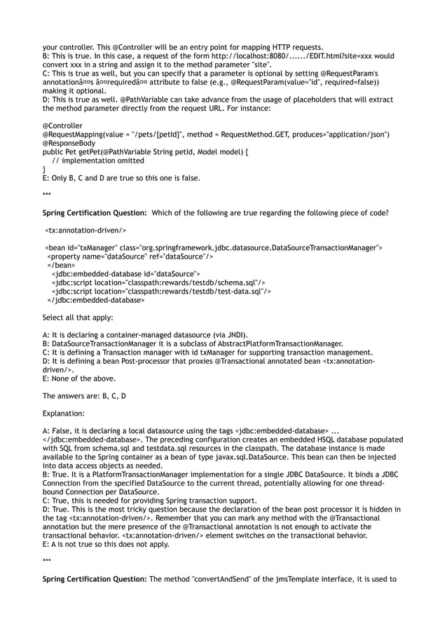 Spring Certification Questions | PDF