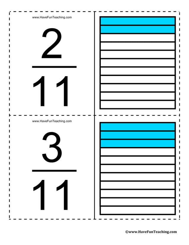 Free 10 fraction flash cards | PDF