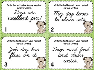 Freebie cursive caninestaskcardkit | PPT