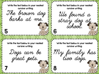 Freebie cursive caninestaskcardkit | PPT