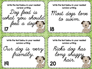 Freebie cursive caninestaskcardkit | PPT