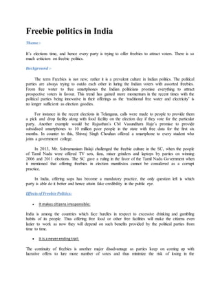 Freebie politics in india | DOCX