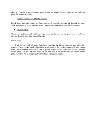 Freebie politics in india | DOCX