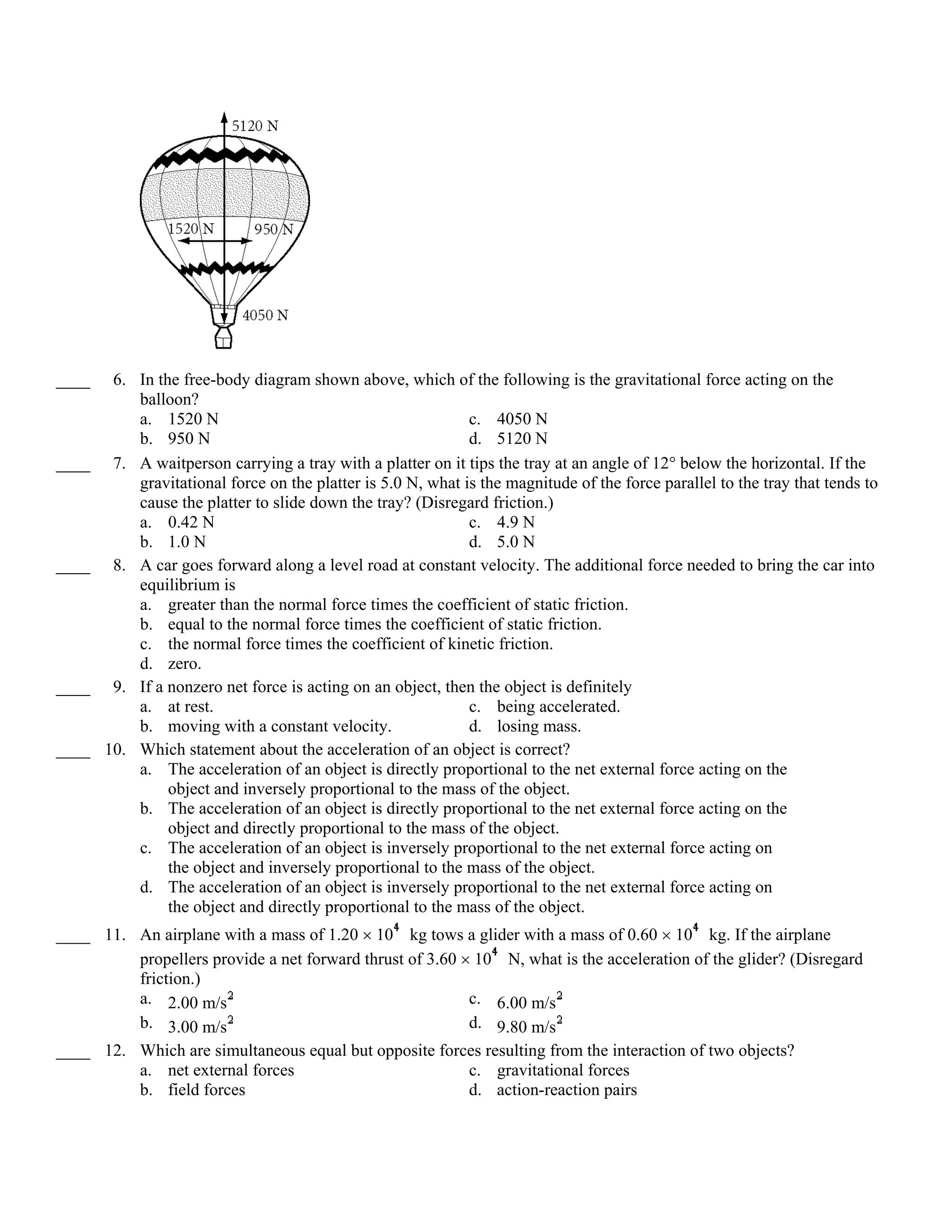 Free Body Diagrams Quiz Physics.pdf