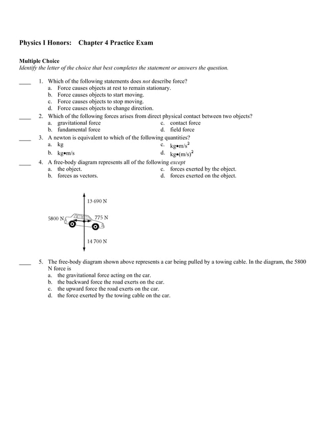 Free Body Diagrams Quiz Physics.pdf | Physics | Science