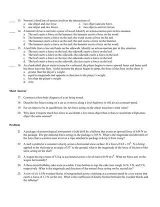 Free Body Diagrams Quiz Physics.pdf