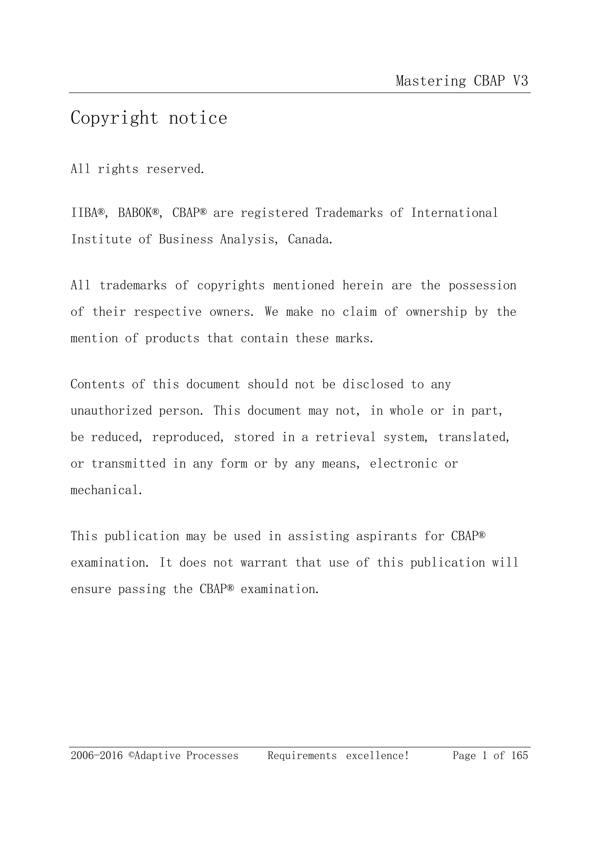 Free CBAP V3 study guide | PDF