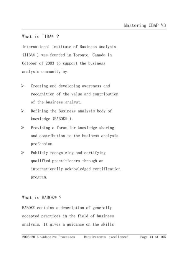 Free CBAP V3 study material | PDF