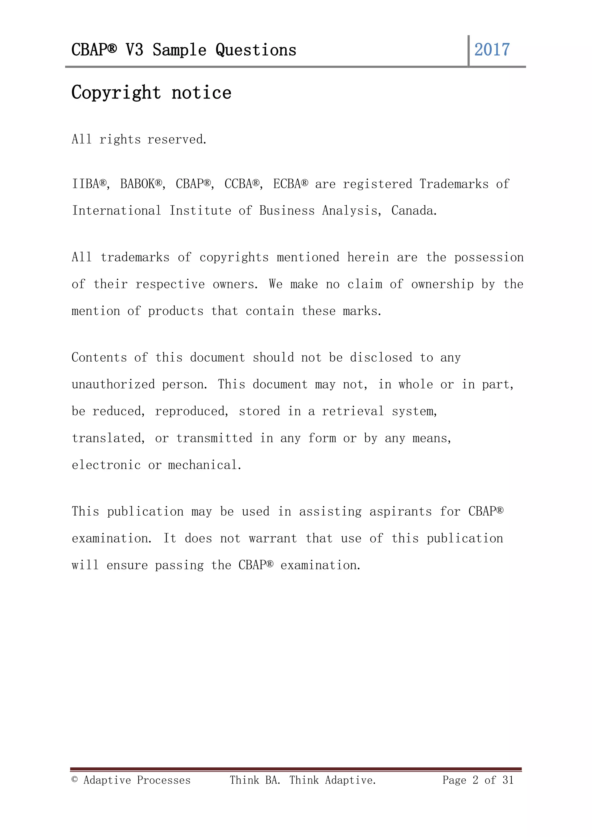 Free CBAP V3 question bank | PDF