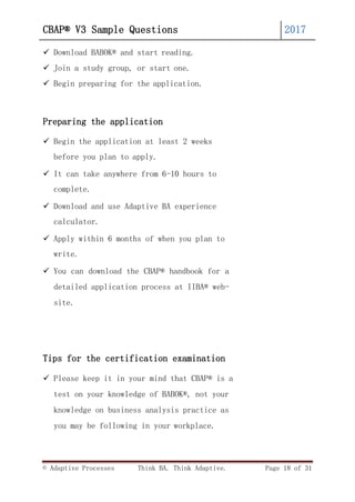 Free CBAP V3 question bank | PDF
