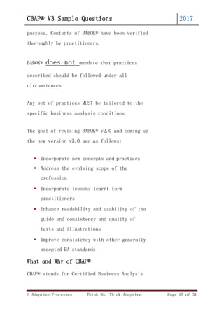 Free CBAP V3 questions | PDF